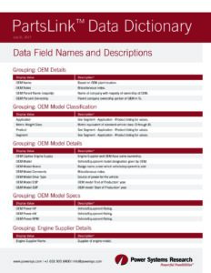 PSR-PartsLink-Data-Dictionary-v3 | Power Systems Research